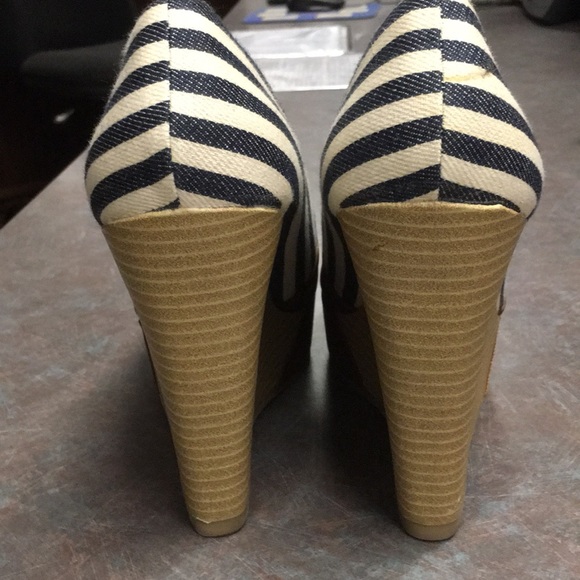 Charming Charlie | Shoes | Charming Charlie Brown Leather Stripe Wedge ...